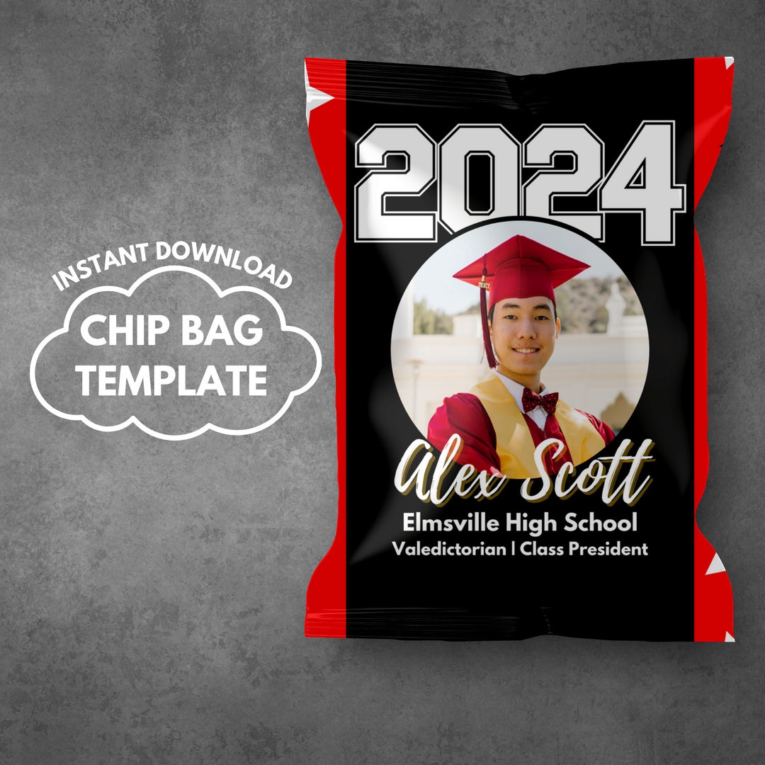 Chip Bag Canva Template for Graduation, 2024 Graduate Custom Picture ...