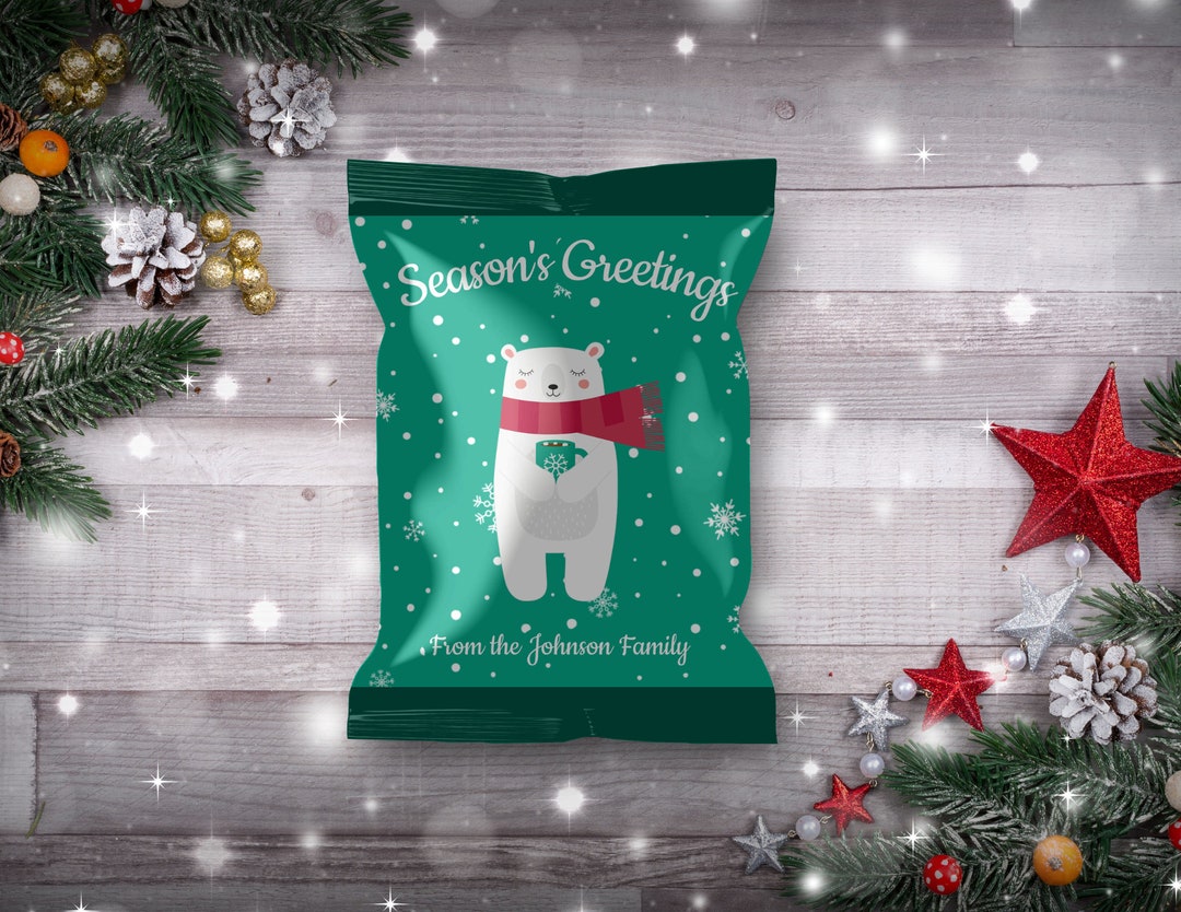 Holiday Chip Bag Template for Christmas Parties Editable - Etsy