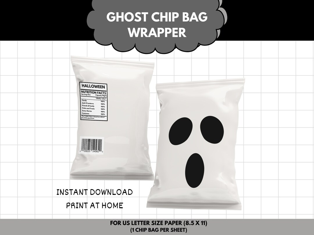 Printable Halloween Chip Bag, Cute Ghost Chipbag for Trick or Treat ...