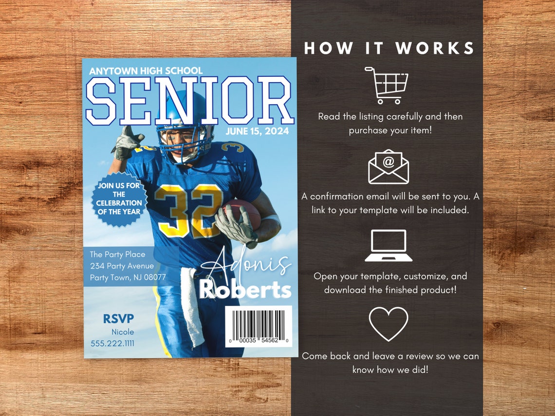 Magazine Cover Invitation Template, Editable Canva Template for ...