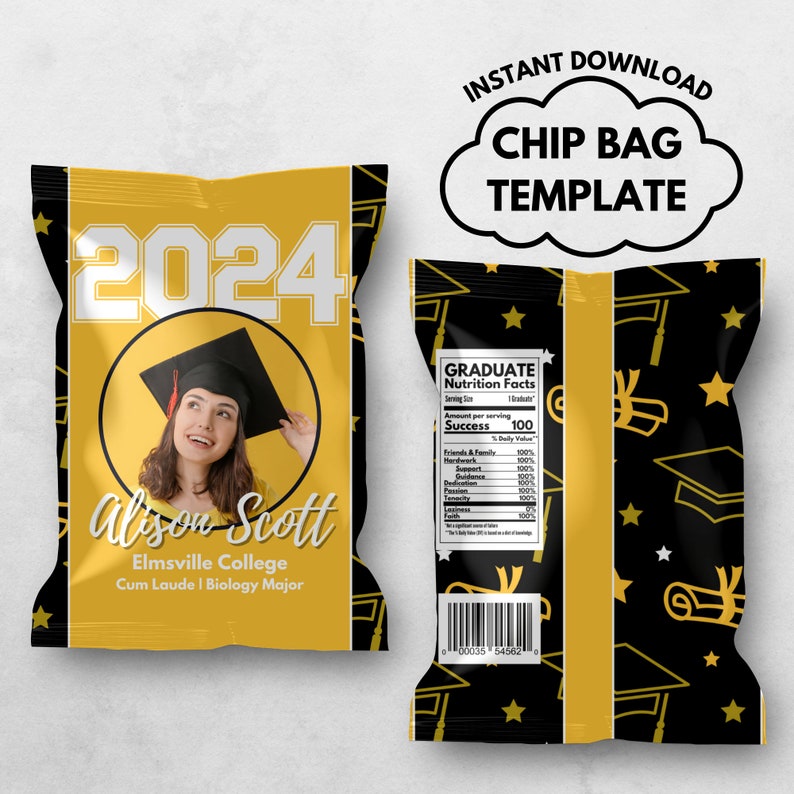 Chip Bag Canva Template for Graduation, Class of 2024 Graduate Custom ...