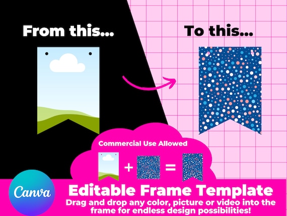 Editable Banner Canva Template Canva Frame Custom Bunting - Etsy