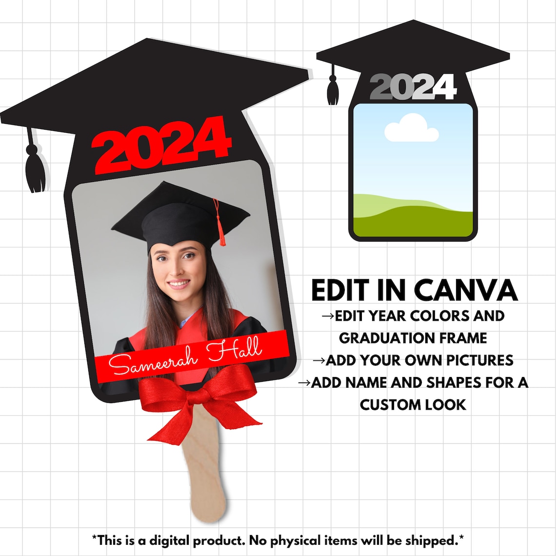 Editable Canva Graduation Fan Template, 2024 Graduate Custom Picture ...