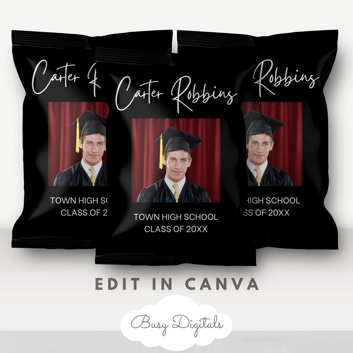 Chip Bag Canva Template for Graduation, Modern 2024 Graduate Custom ...