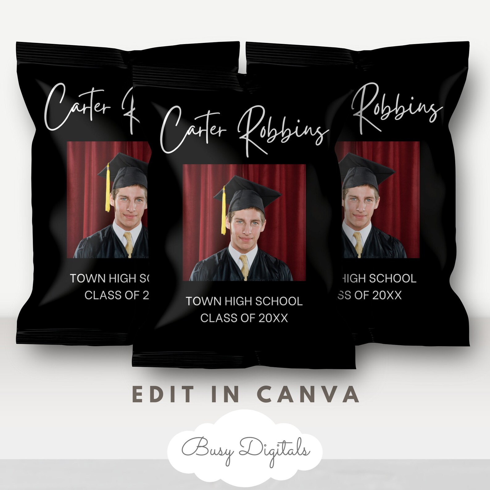 Chip Bag Canva Template for Graduation, Modern 2024 Graduate Custom ...