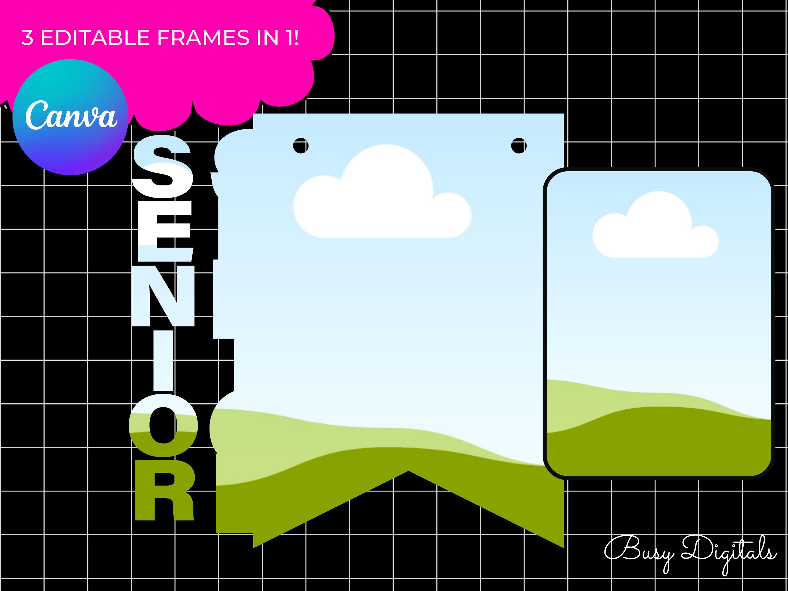 Senior Graduation Banner SVG | Editable Banner| Canva Template Frame ...