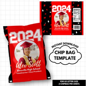 Red Chip Bag Canva Template for Graduation, 2024 Graduate Custom ...