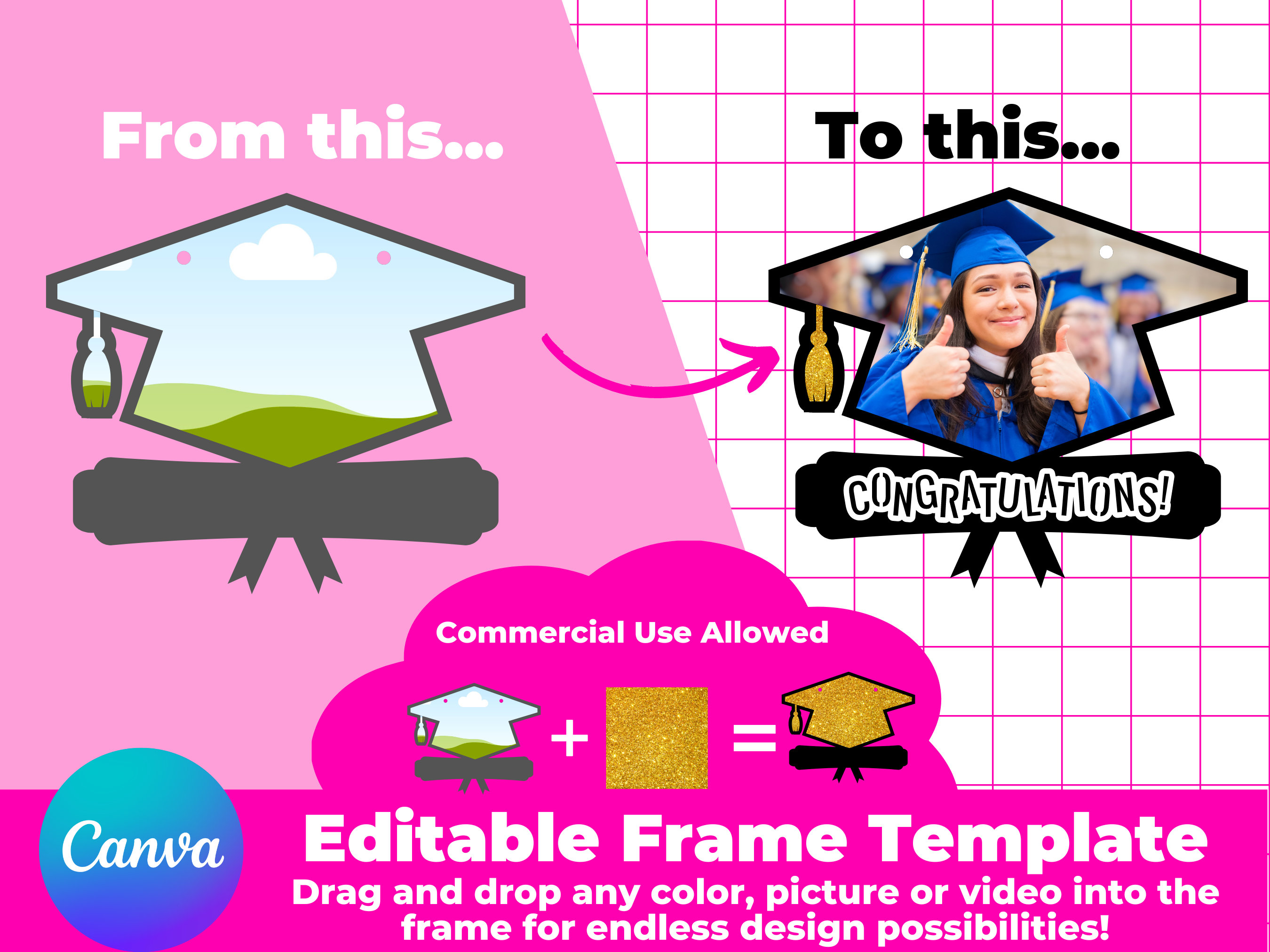 Editable Banner| Canva Template | Canva Frame | Custom Graduation ...