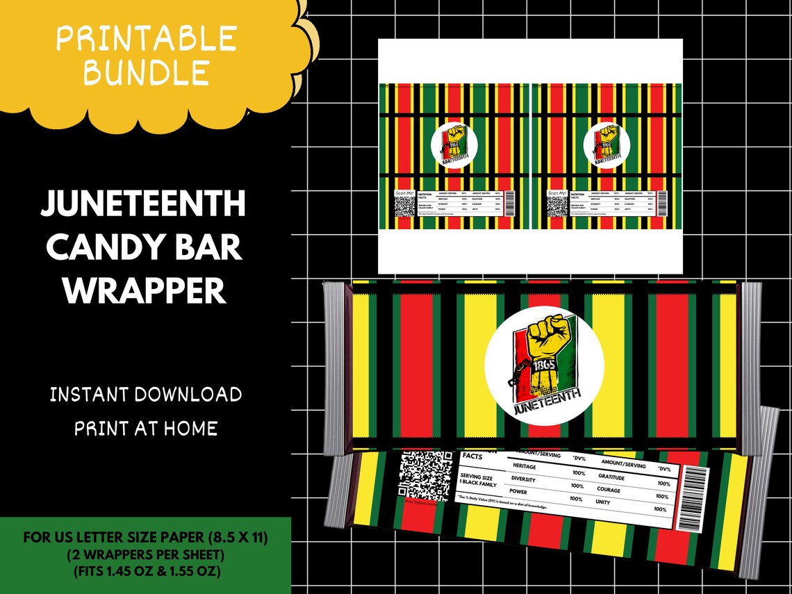 Juneteenth Party Bundle, Instant Download, Printable Candy Bar, Chip ...