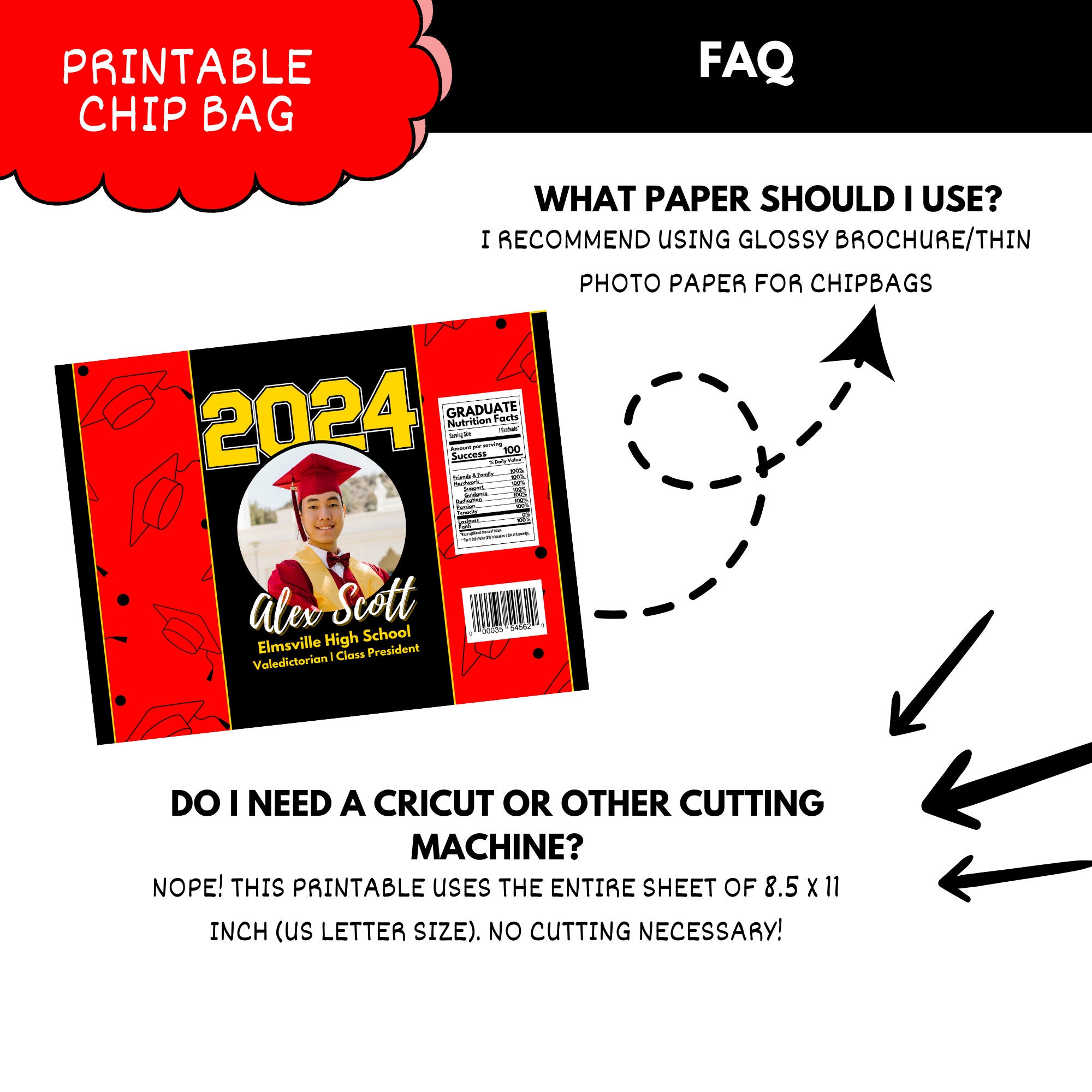 Chip Bag Canva Template for Graduation, 2024 Graduate Custom Picture ...