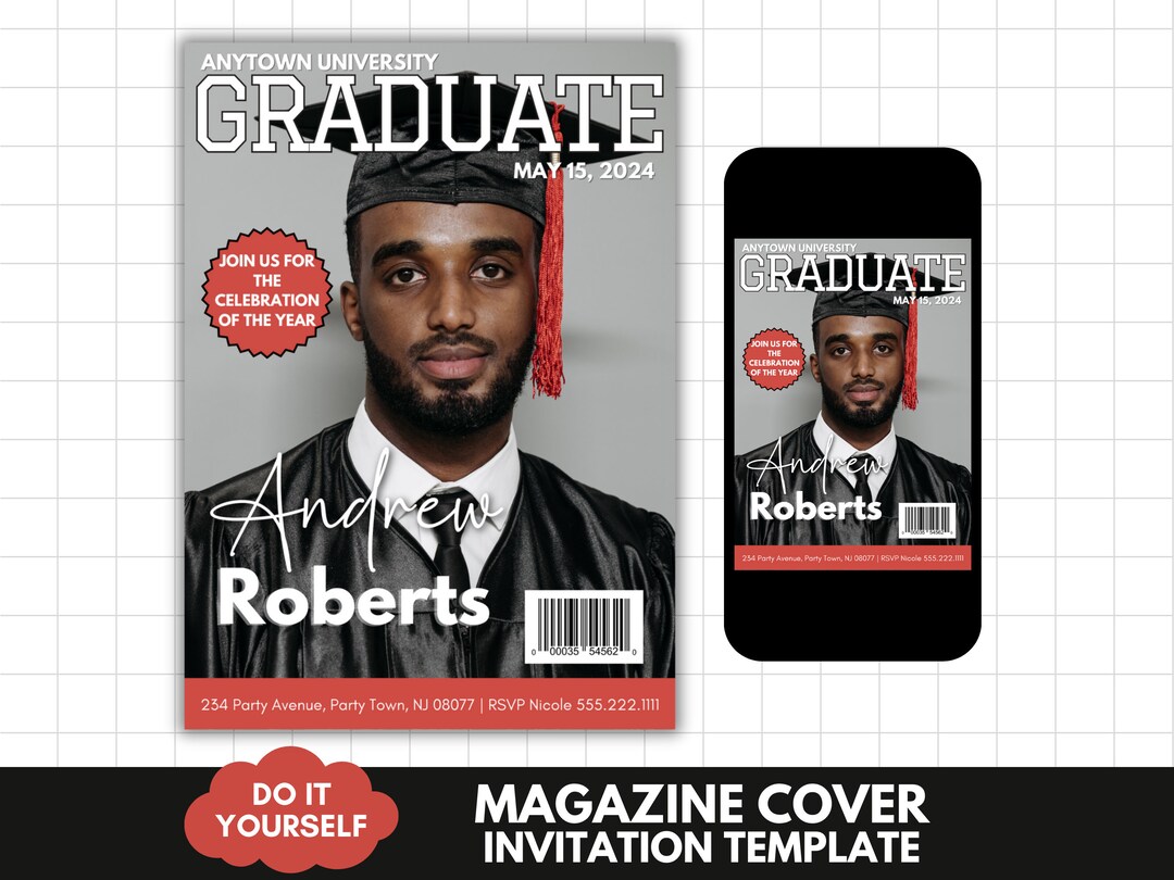 Magazine Cover Invitation Template, Editable Canva Template for ...