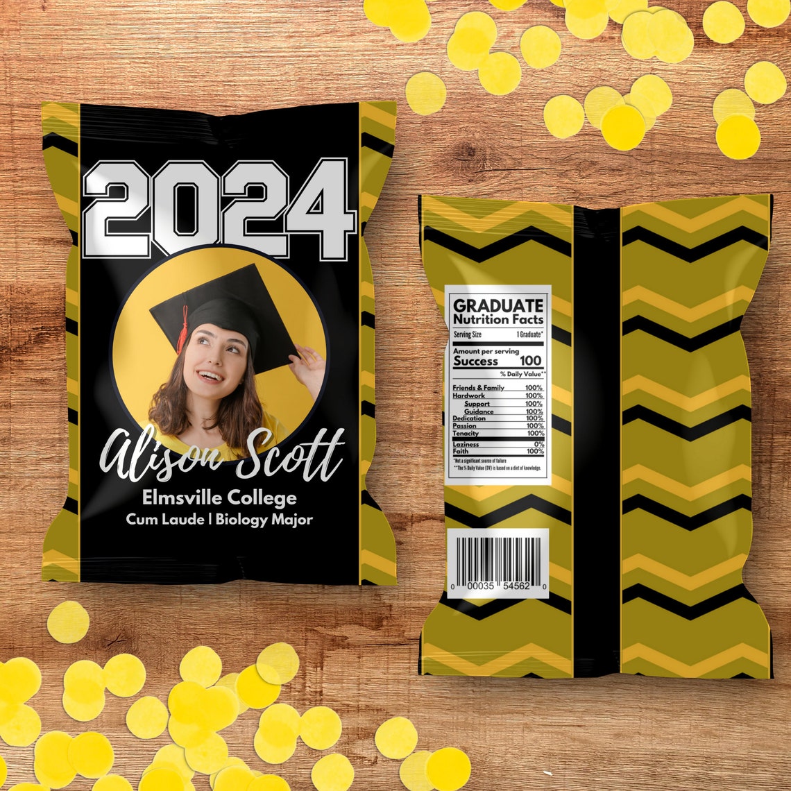 Canva Chip Bag Template for Graduation, 2024 Graduate Custom Picture ...