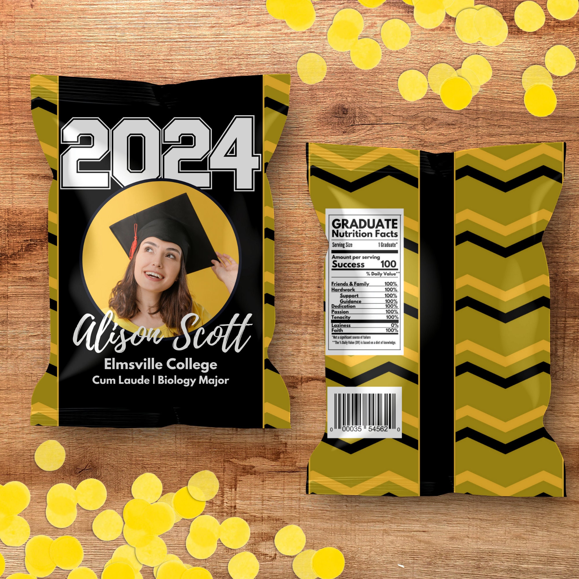 Canva Chip Bag Template for Graduation, 2024 Graduate Custom Picture ...