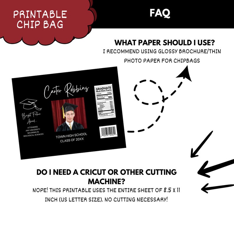 Chip Bag Canva Template for Graduation, Modern 2024 Graduate Custom ...