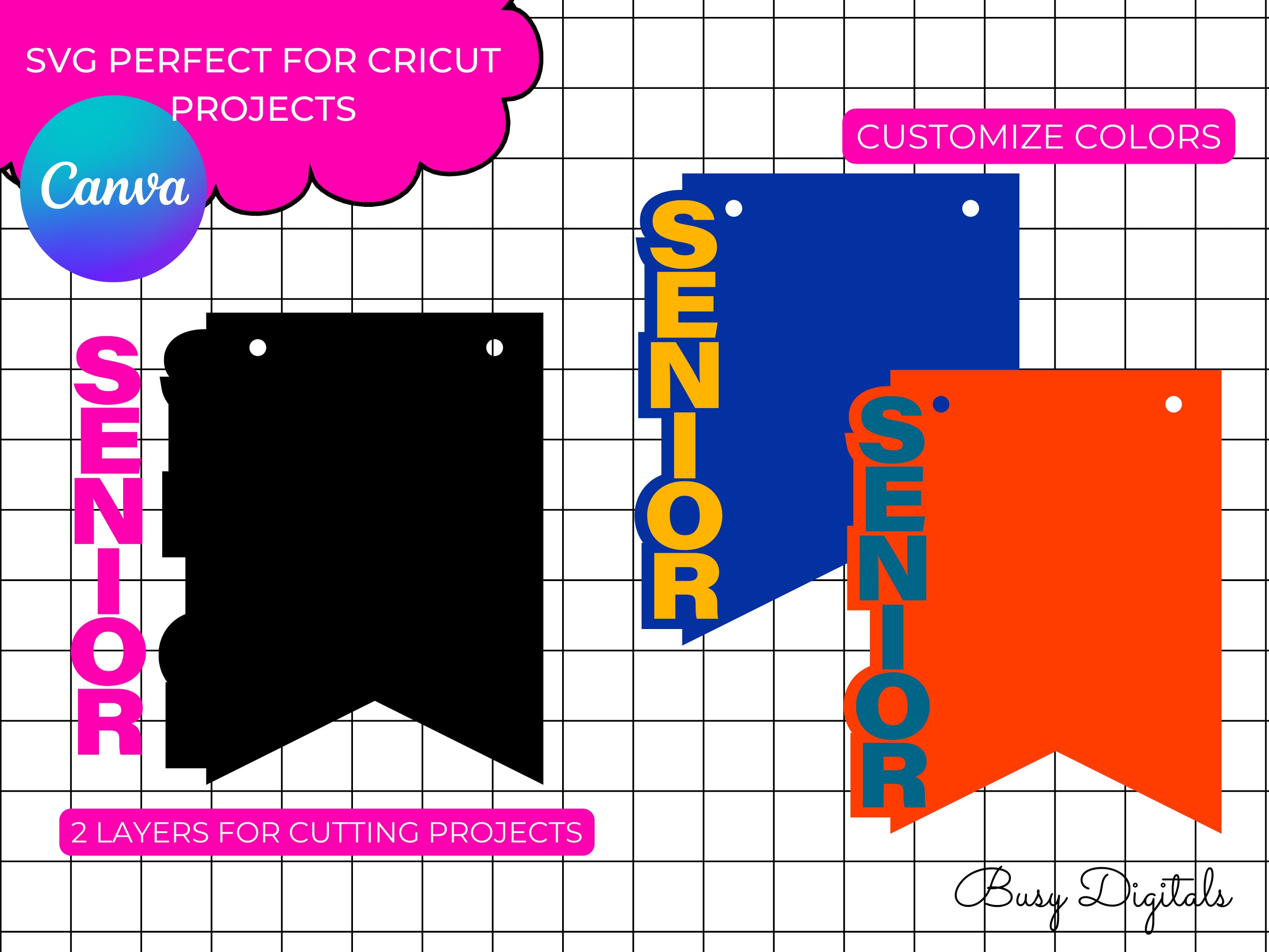 Senior Graduation Banner SVG Editable Banner Canva Template Frame ...