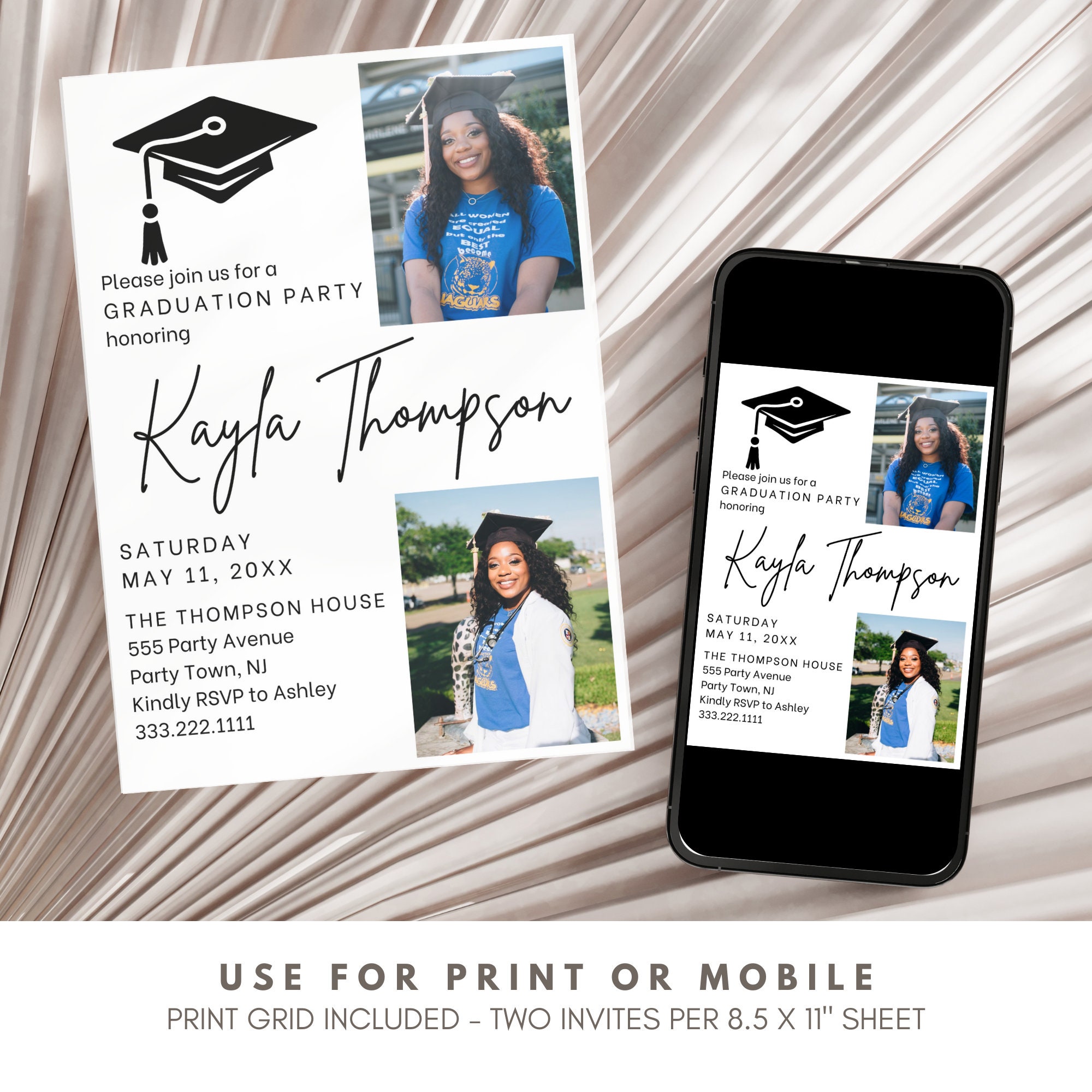 Senior Graduate Announcement Template, Photo Invitation, Canva Template ...