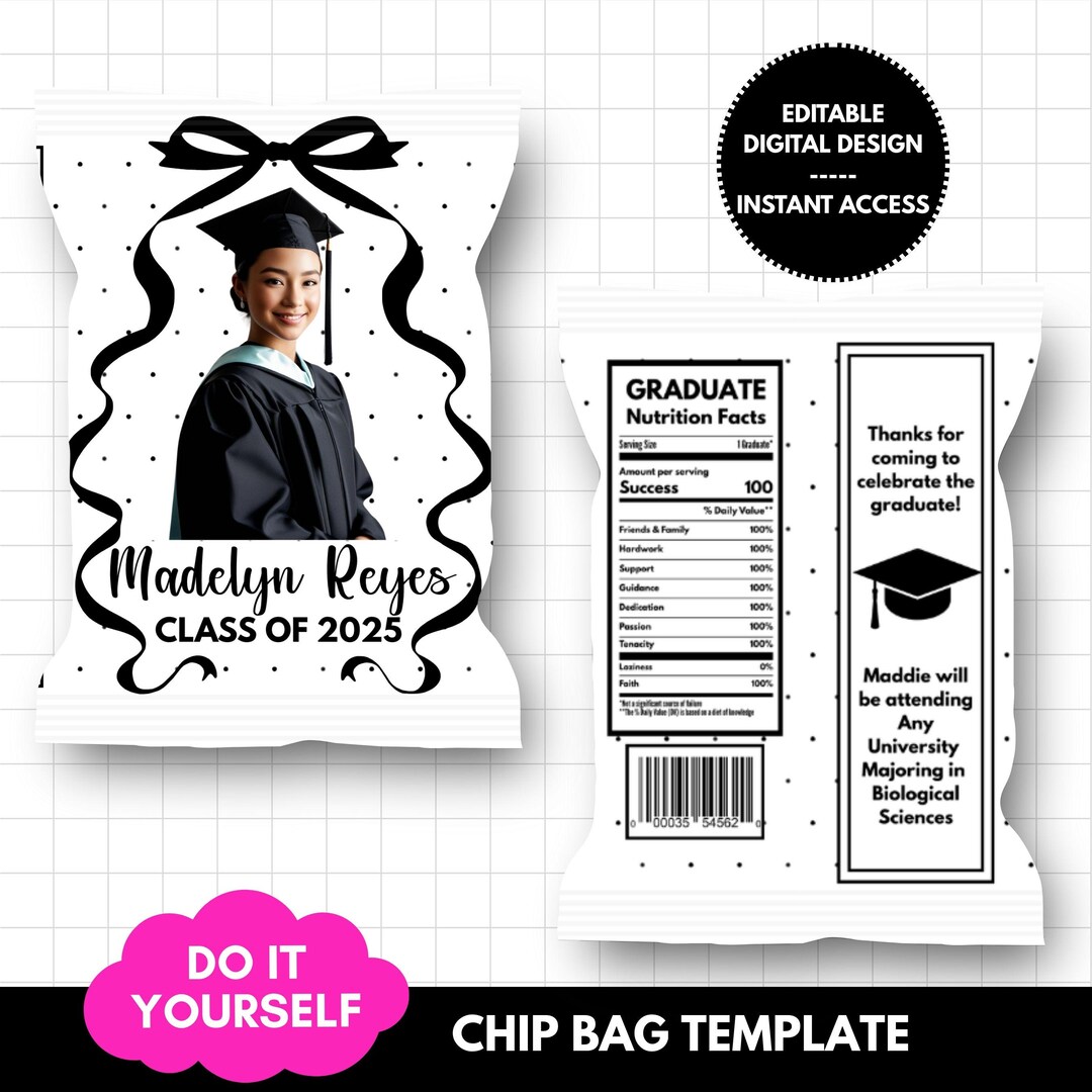 Editable Graduation Chipbag Template, Custom Photo Chip Bag Canva ...