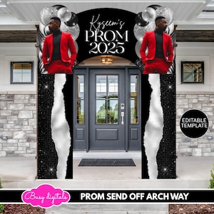 Prom Send off Arch Template, Glam Black Silver Prom Entryway Decor ...