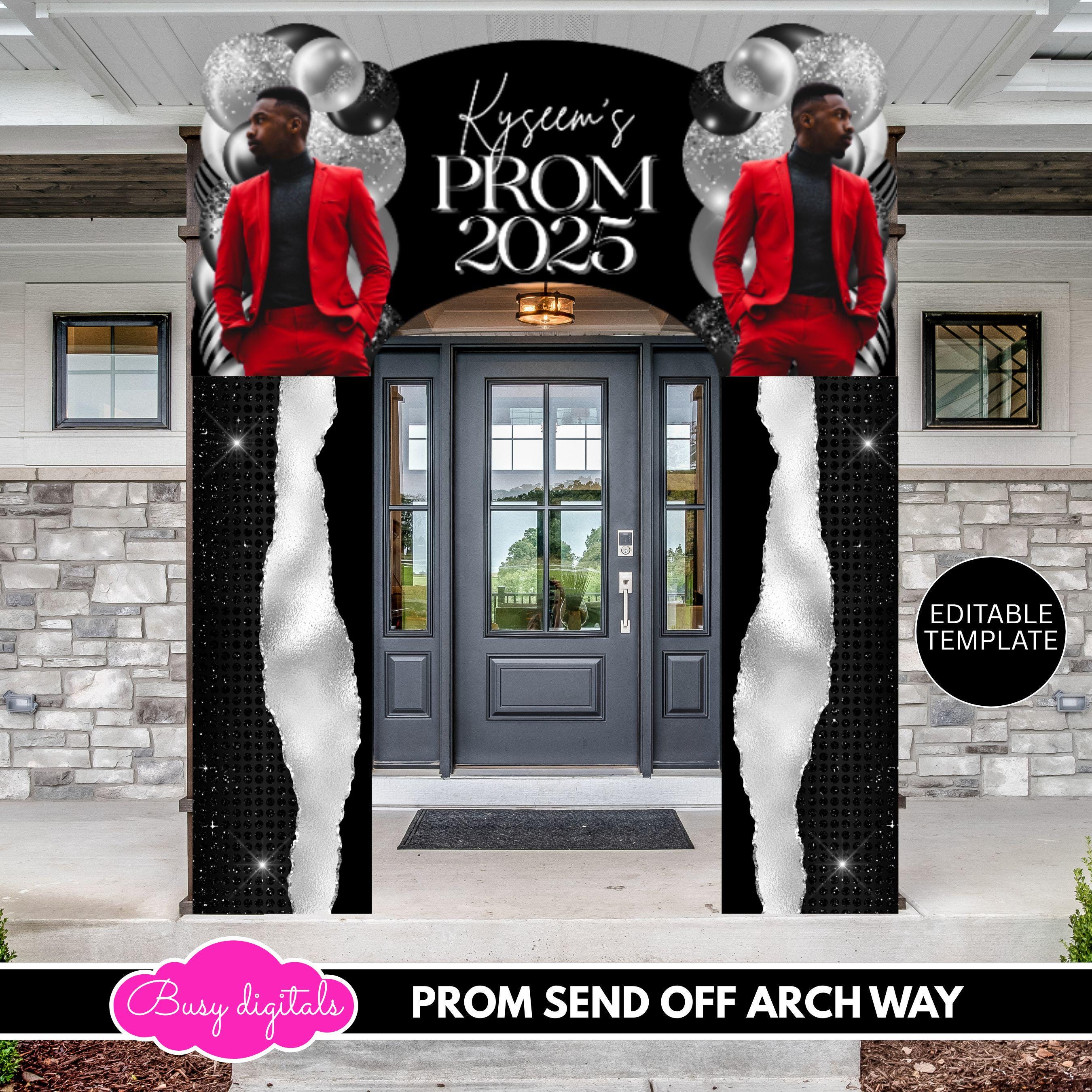 Prom Send off Arch Template, Glam Black Silver Prom Entryway Decor ...