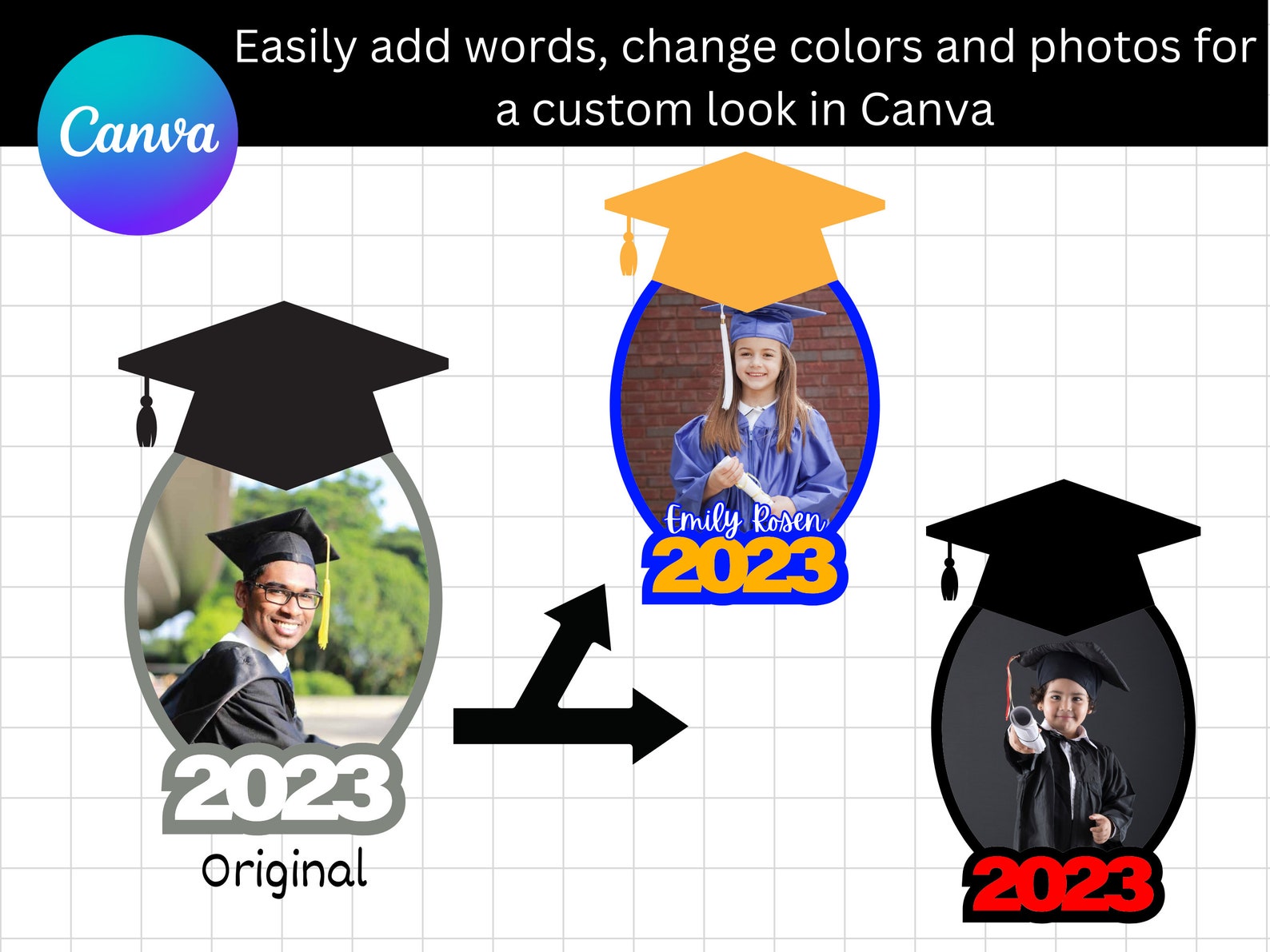 Editable Canva Graduation Fan Template 2023 Graduate Custom - Etsy
