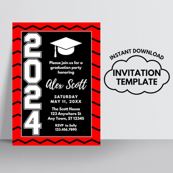 Red And Black Border Invitation Template