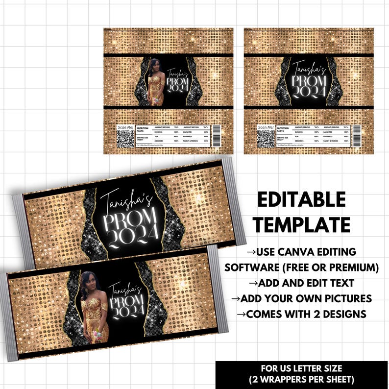 Prom Party Template Bundle, 2026 Party Favor Canva Templates, Editable ...