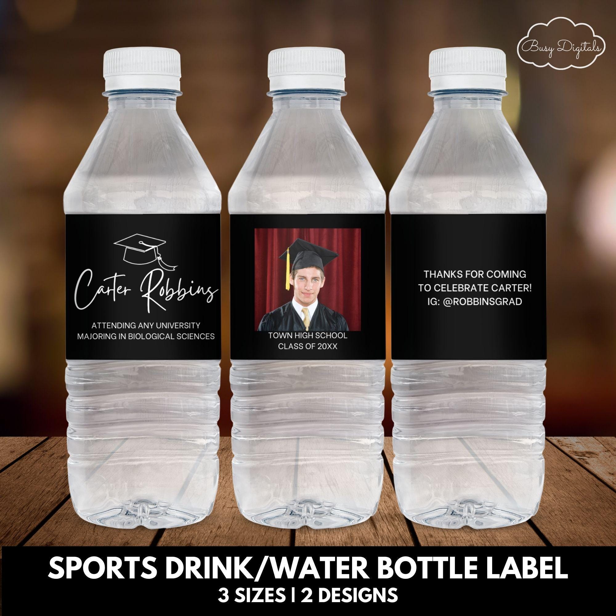Graduation Party Water Bottle Label, 2025 Party Favor Canva Template ...