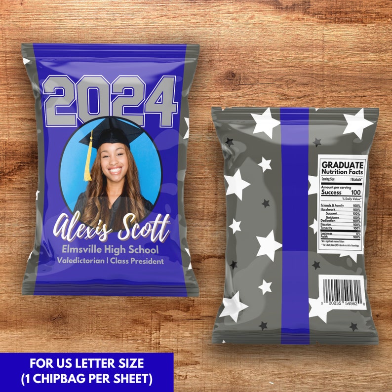 Chip Bag Canva Template for Graduation, 2024 Graduate Custom Picture ...