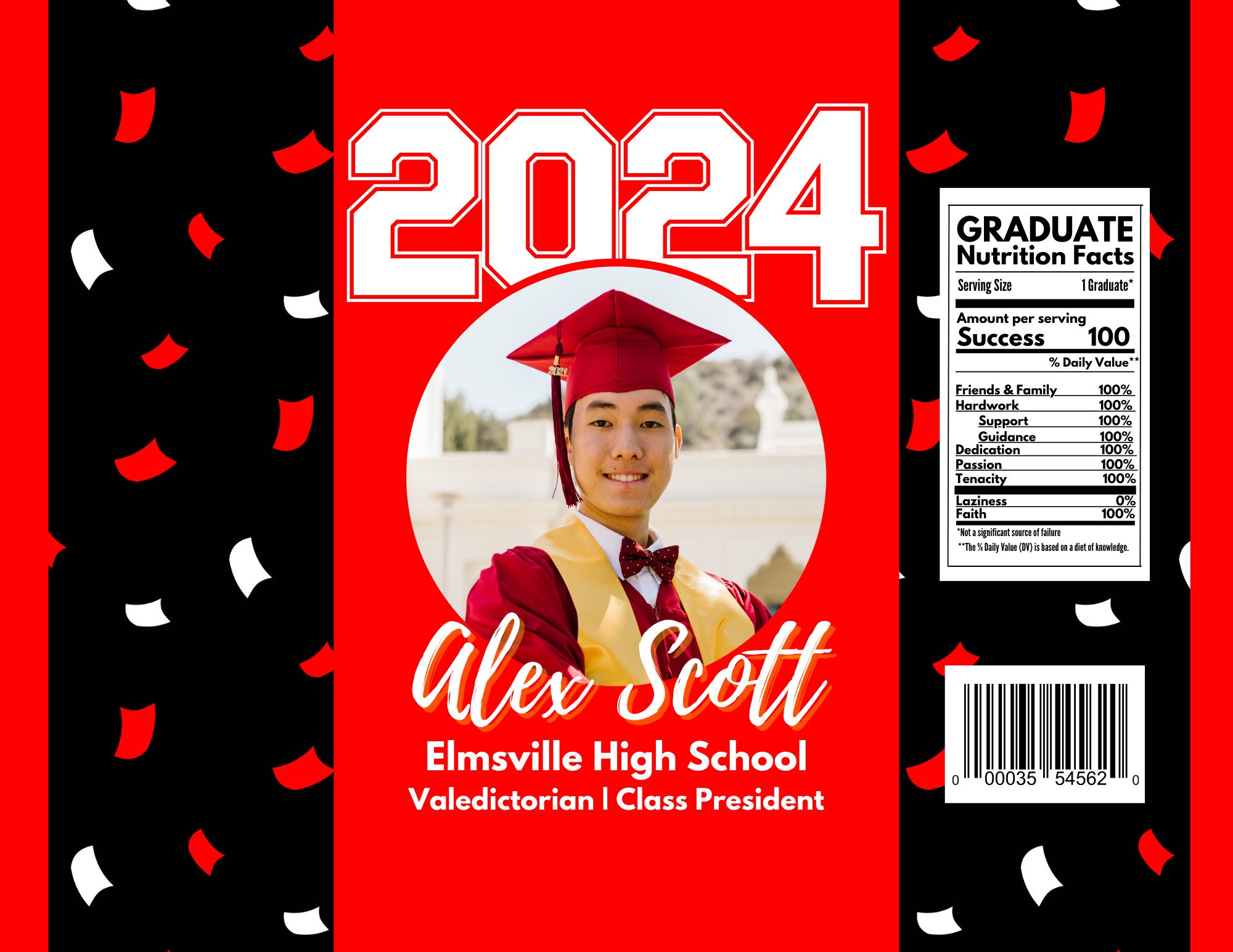 Red Chip Bag Canva Template for Graduation, 2024 Graduate Custom ...