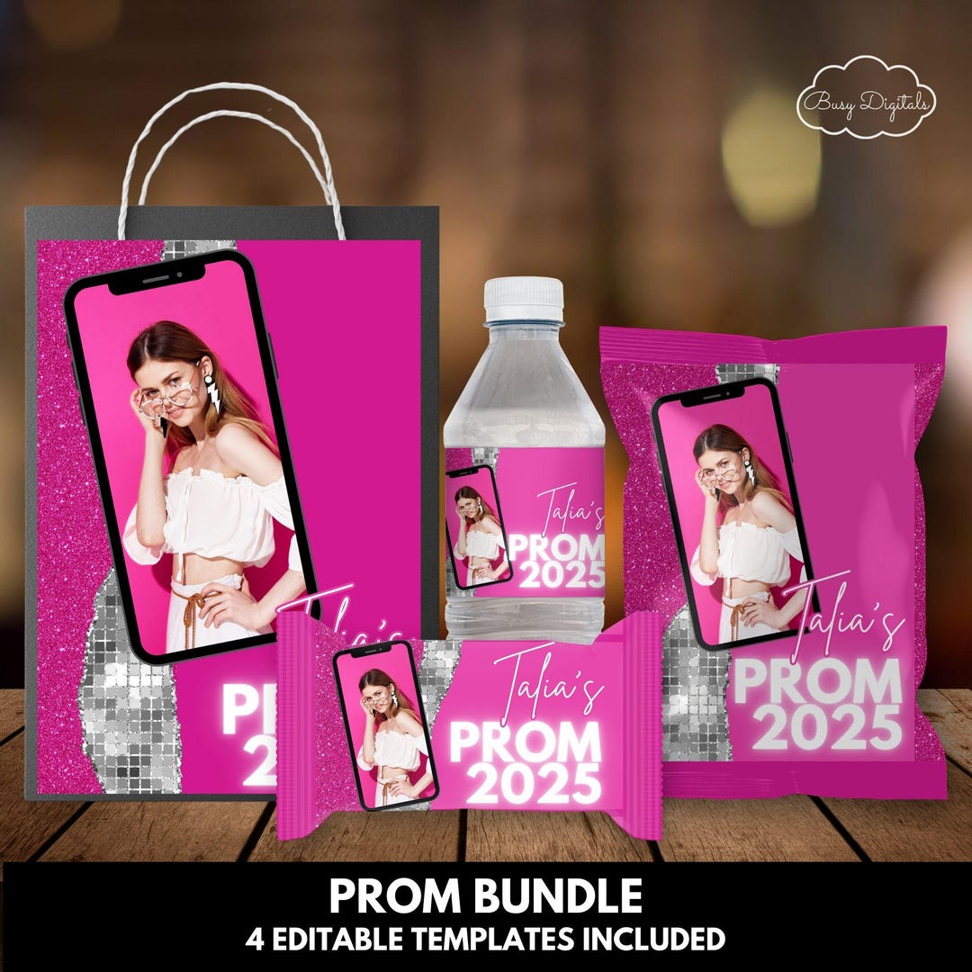 Prom Send off Favor Template Bundle, 2025 Party Favor Canva Templates ...
