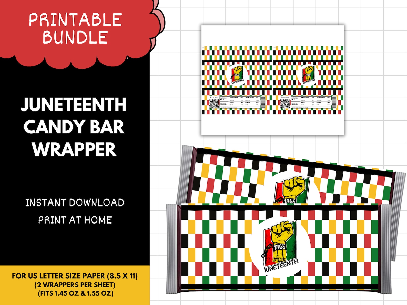Juneteenth Party Bundle, Instant Download, Printable Candy Bar, Chip ...