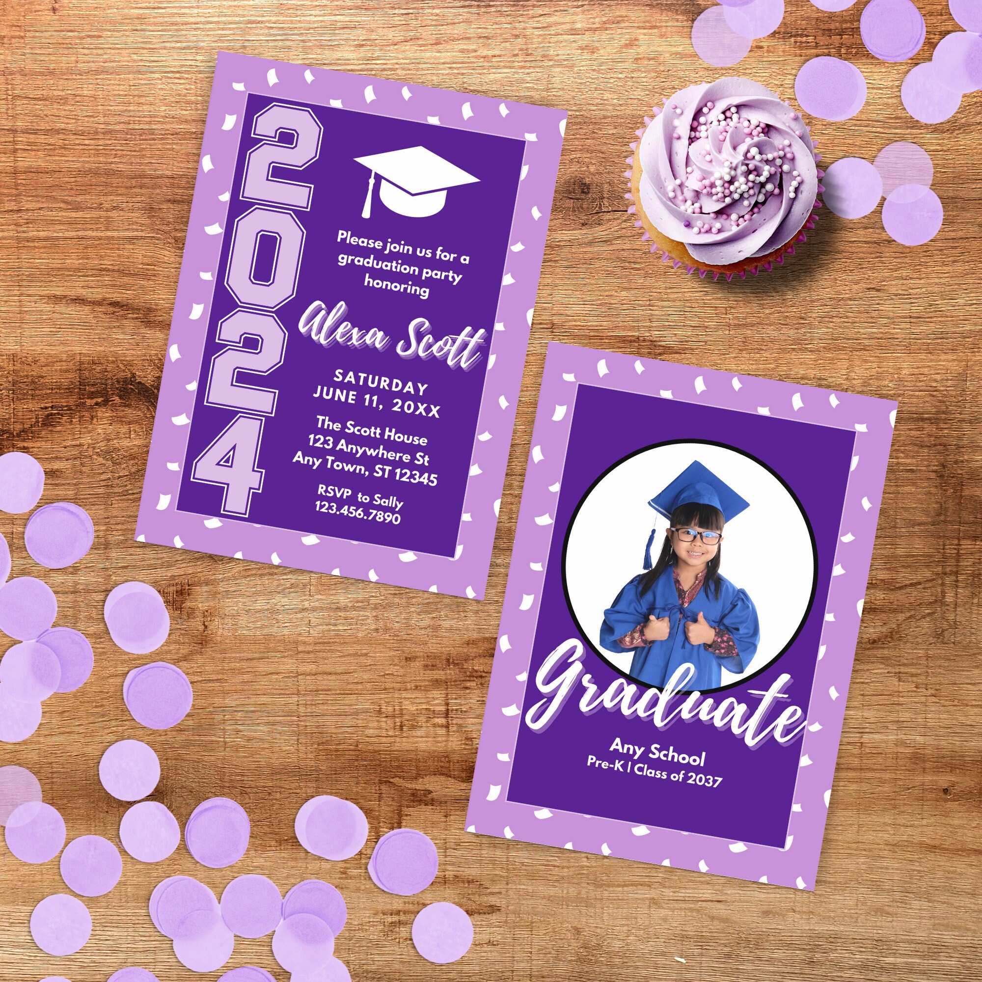 Purple Graduation Canva Template for Elementary and Prek - Etsy