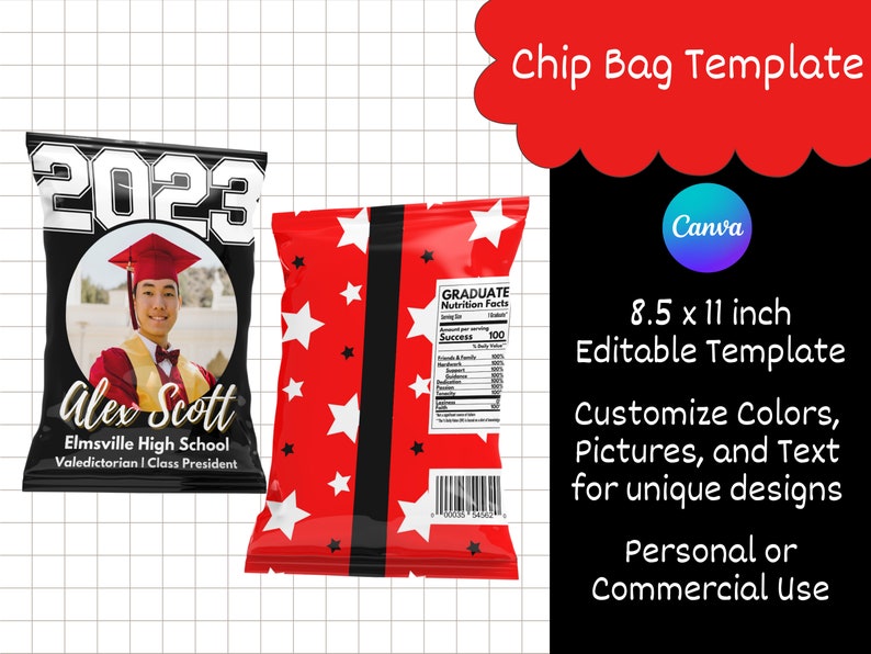 Chip Bag Canva Template for Graduation 2023 Graduate Custom - Etsy