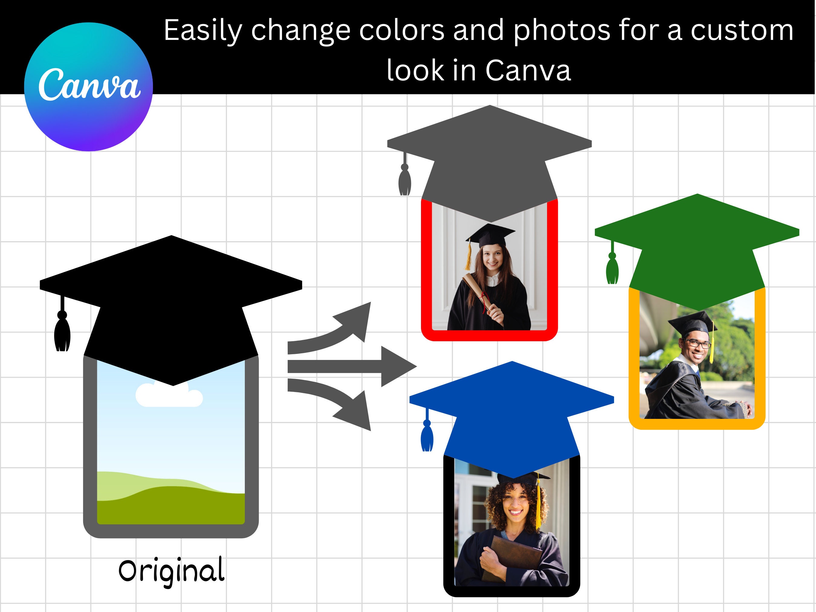 Editable Canva Graduation Fan Template, Highschool Graduate Custom ...