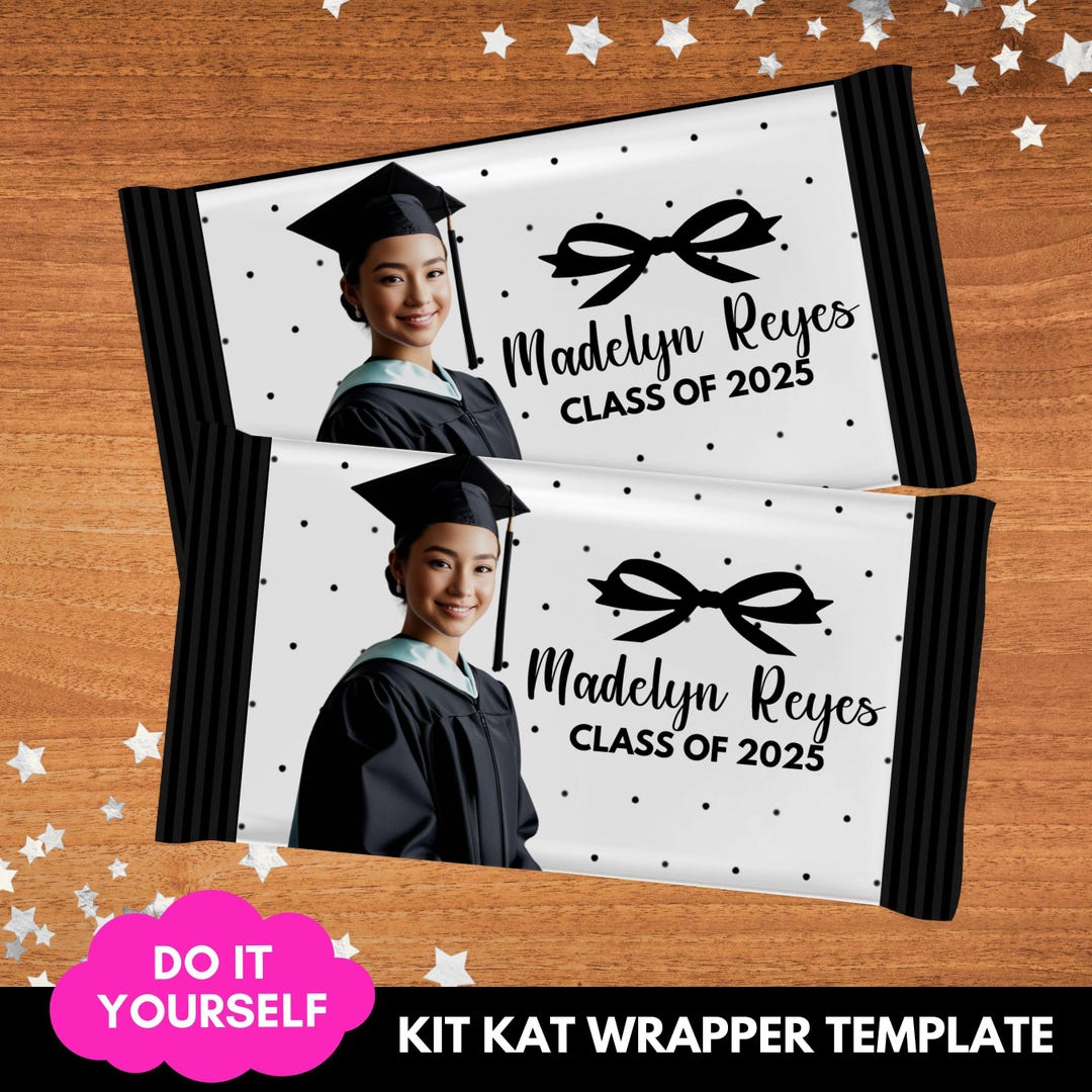 Editable Kit Kat Wrapper Template for Graduation, Coquette Grad Party ...