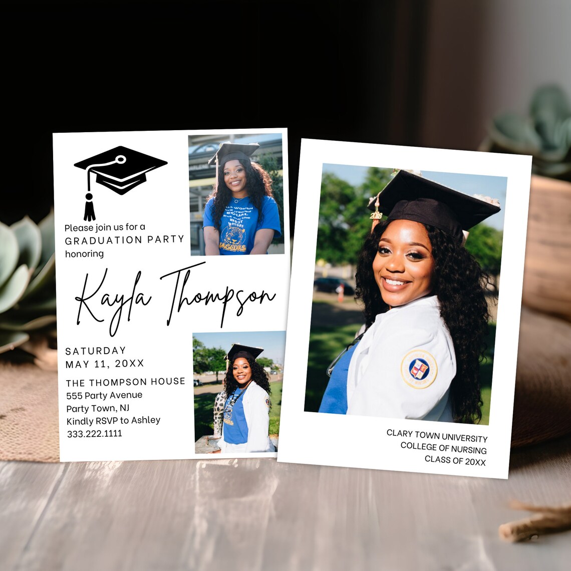 Senior Graduate Announcement Template, Photo Invitation, Canva Template ...