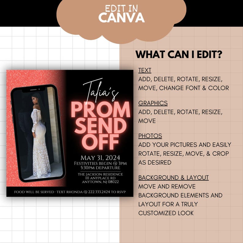 Prom Send off Flyer, Canva Template for Prom Celebration, IG Prom ...