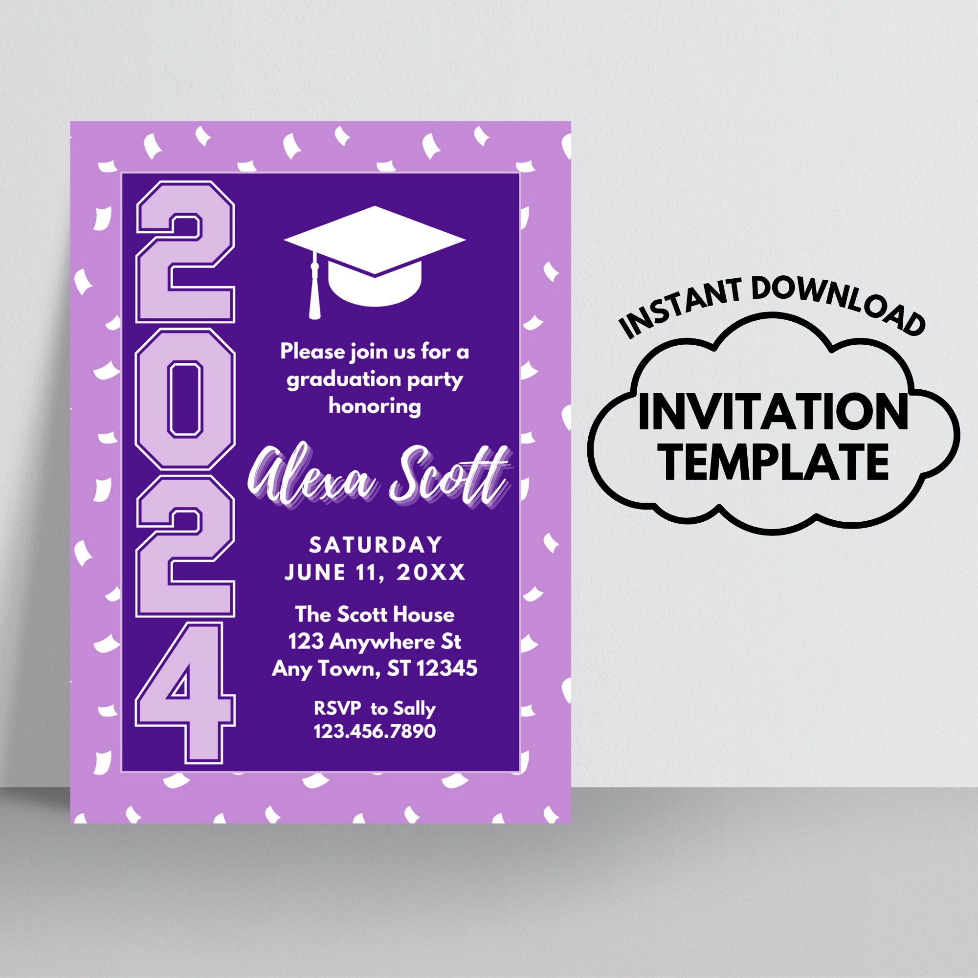Purple Graduation Canva Template for Elementary and Prek - Etsy