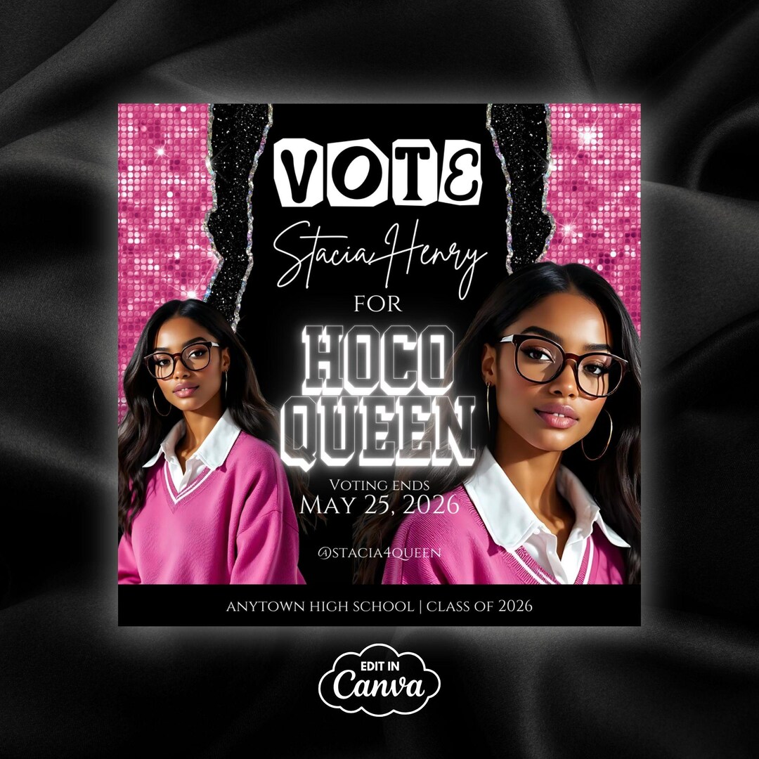 Homecoming Queen Flyer Template, Editable Prom Queen Campaign Flyer ...
