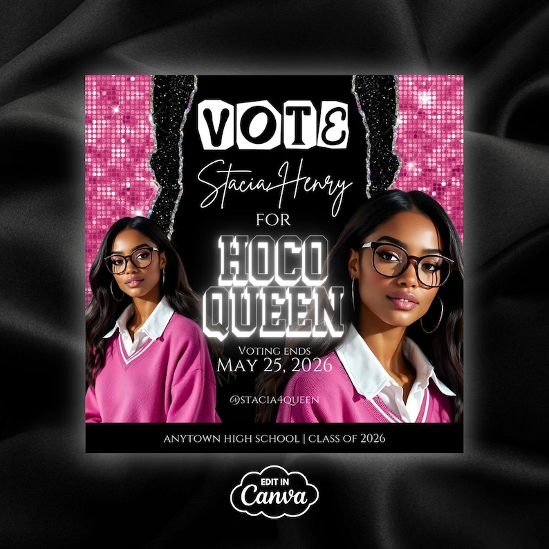 Homecoming Queen Flyer Template, Editable Prom Queen Campaign Flyer ...