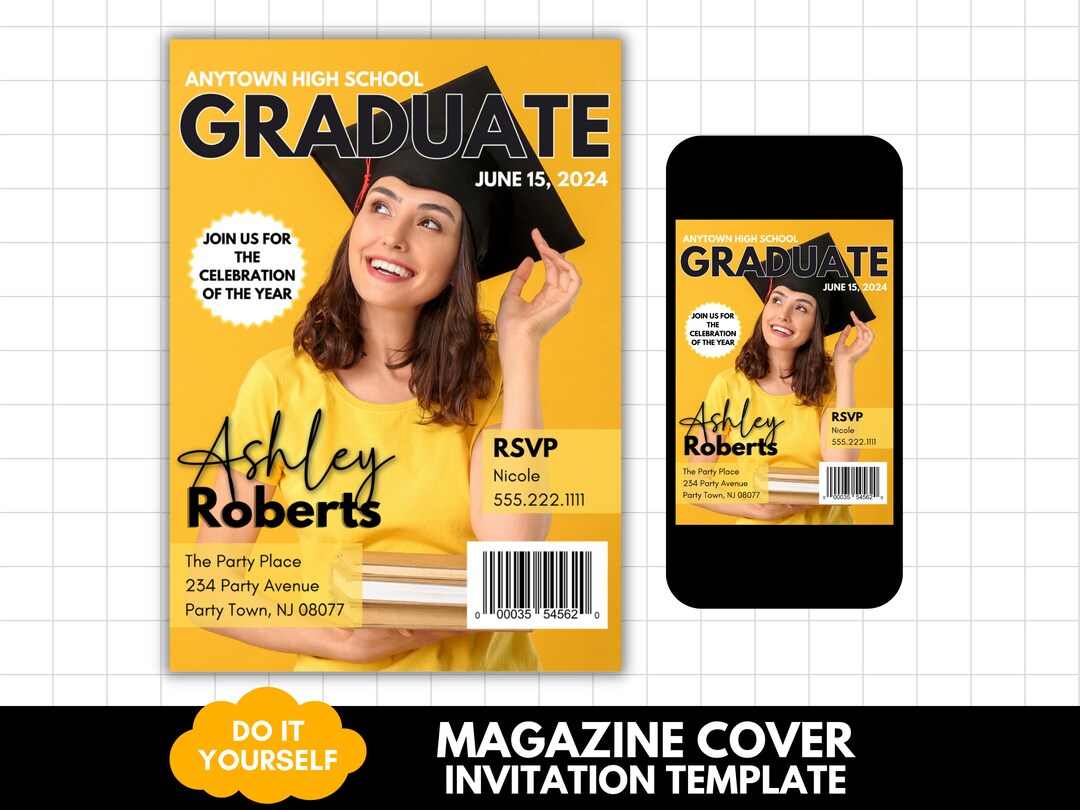 Magazine Cover Invitation Template, Editable Canva Template for ...