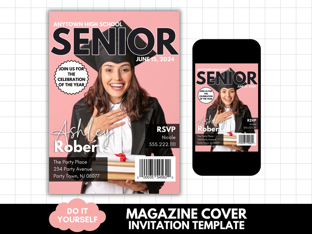 Magazine Cover Invitation Template, Editable Canva Template for ...