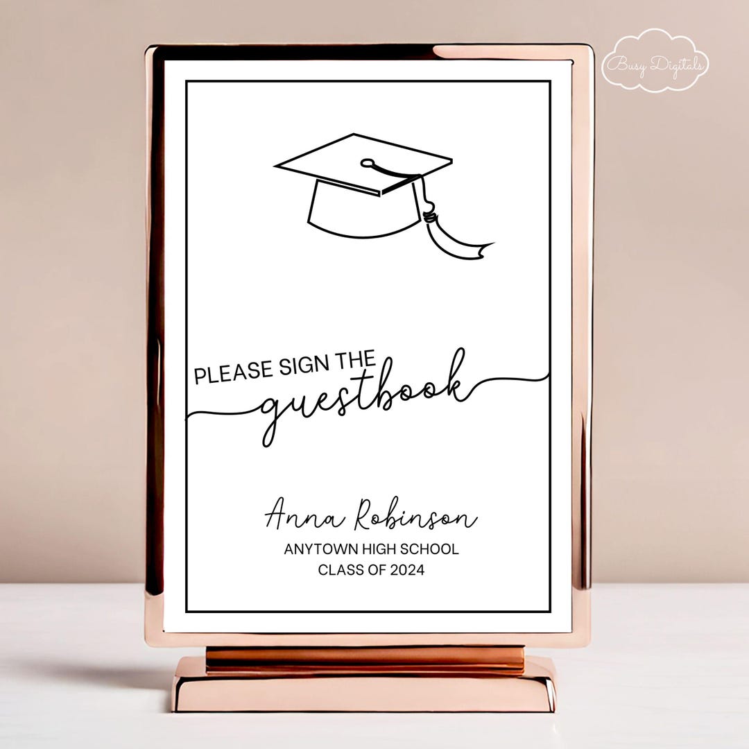Graduation Guest Book Sign Template, Editable Guestbook Table Sign ...