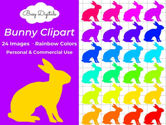 RAINBOW BUNNY Clipart Instant Download PNG graphics for - Etsy México