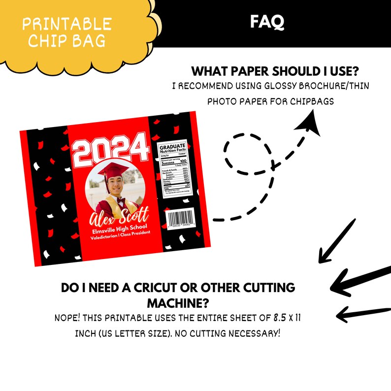 Red Chip Bag Canva Template for Graduation, 2024 Graduate Custom ...