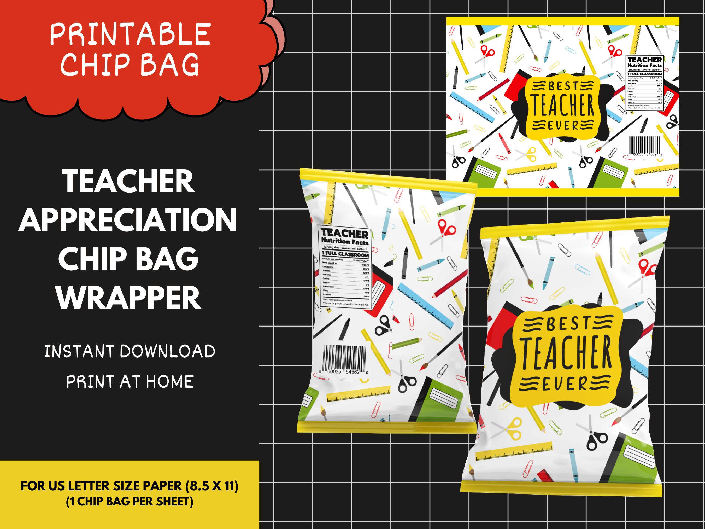 Chip Bag Printable for Teacher Appreciation, Hands Down Best Around ...