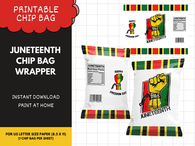 Juneteenth Chip Bag Printable, Freedom Day Chipbag, Juneteenth Decor ...