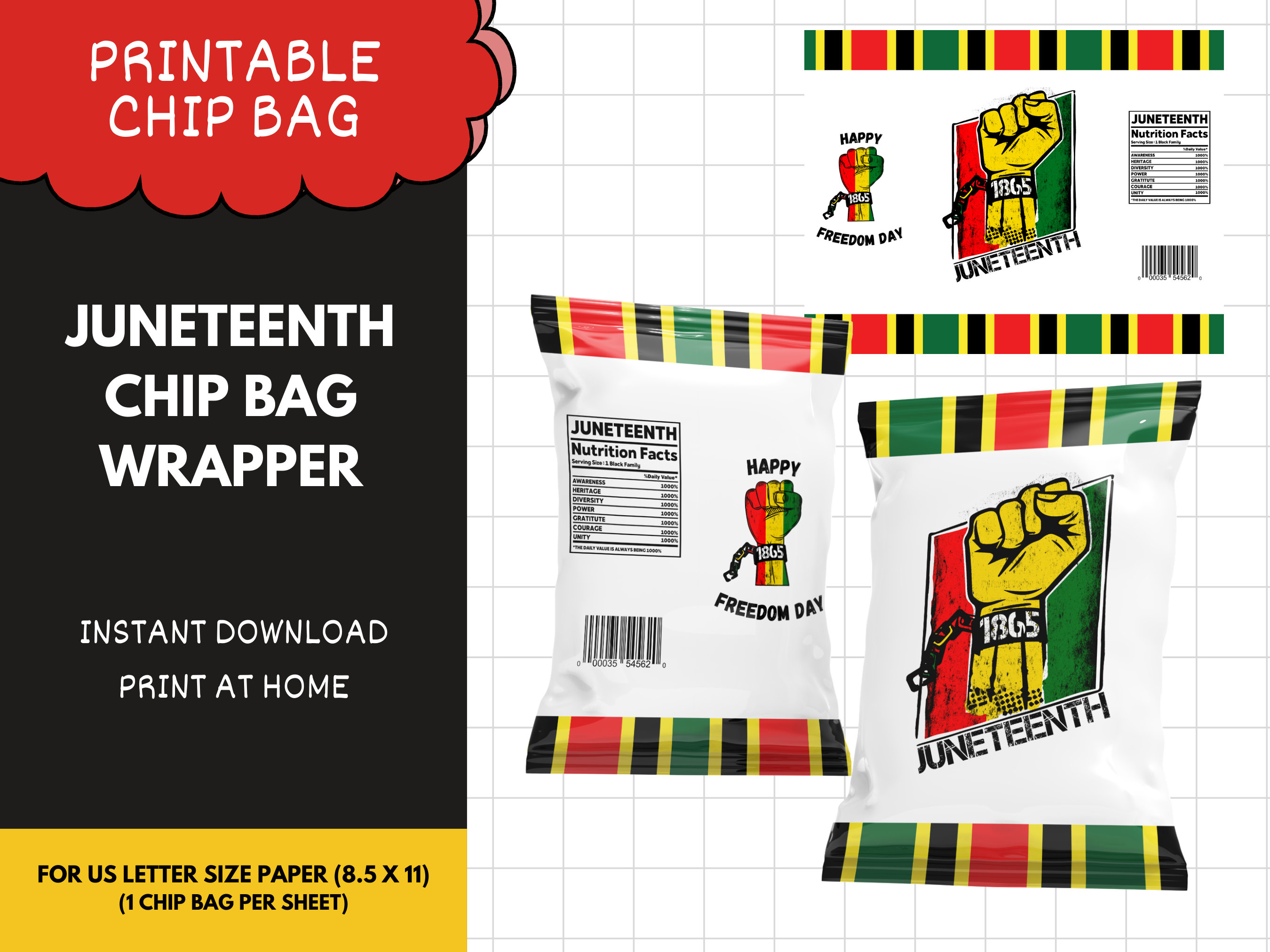 Juneteenth Chip Bag Printable, Freedom Day Chipbag, Juneteenth Decor ...