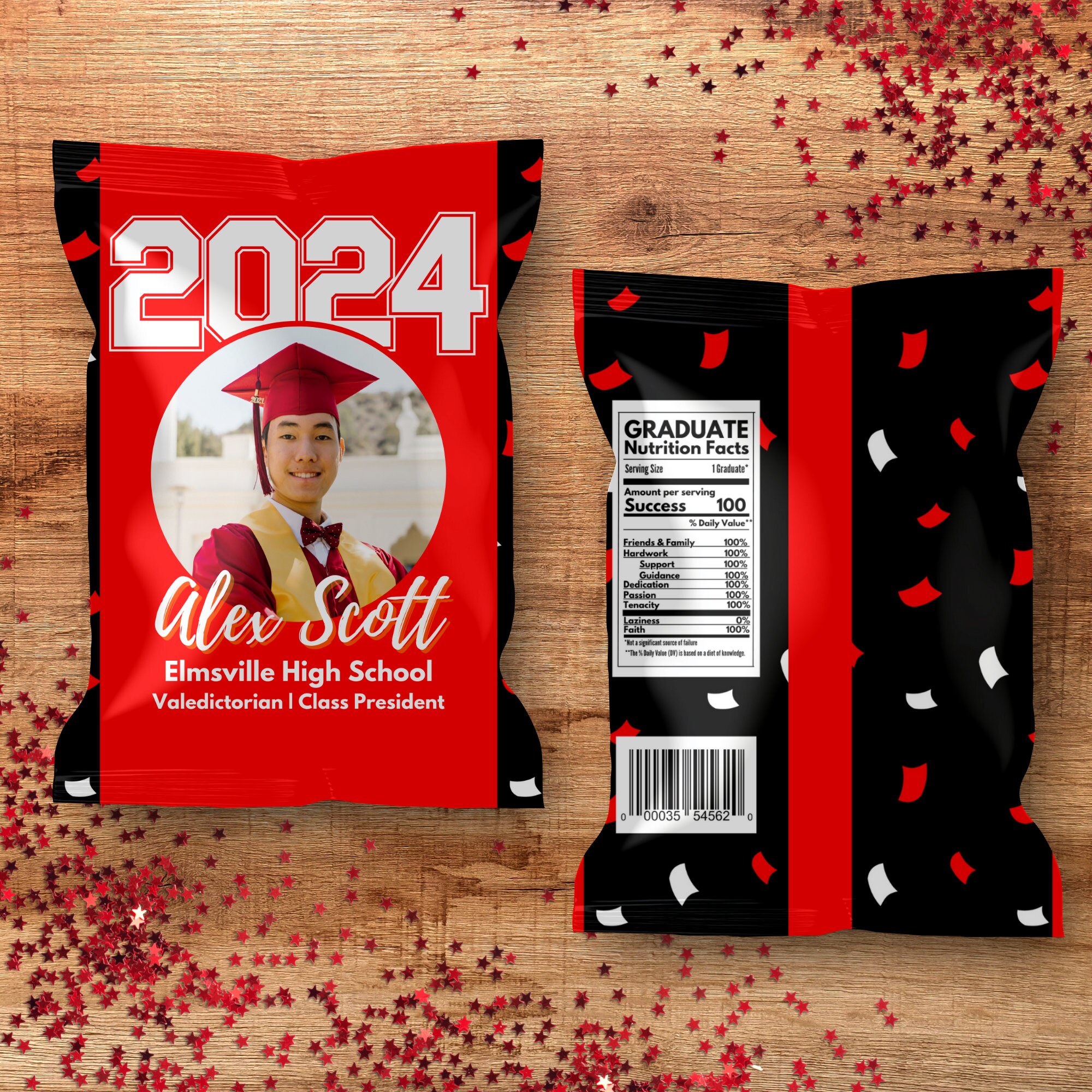 Red Chip Bag Canva Template for Graduation, 2024 Graduate Custom ...