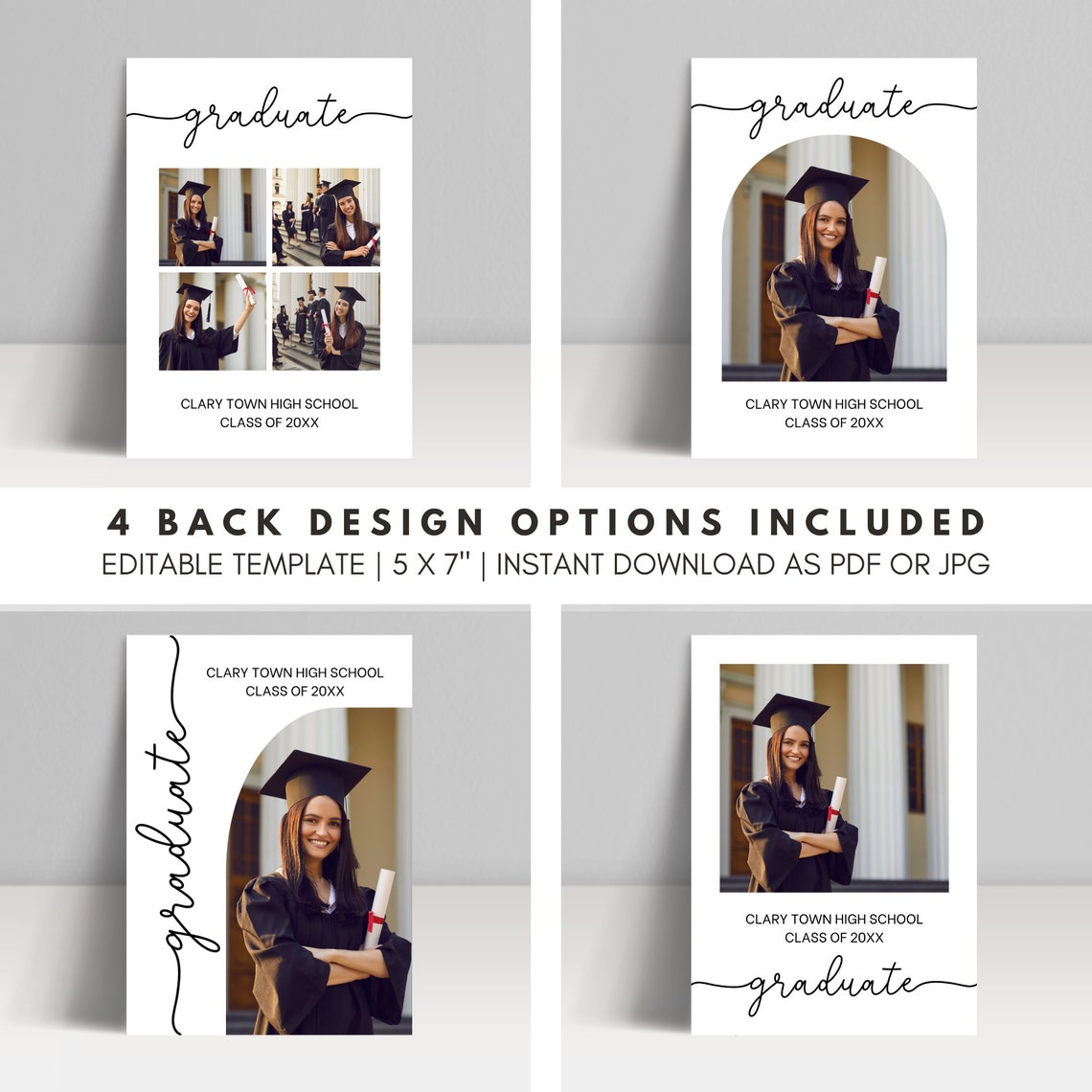 She Did It Grad Party Invite Canva Template, Minimalist Graduation ...